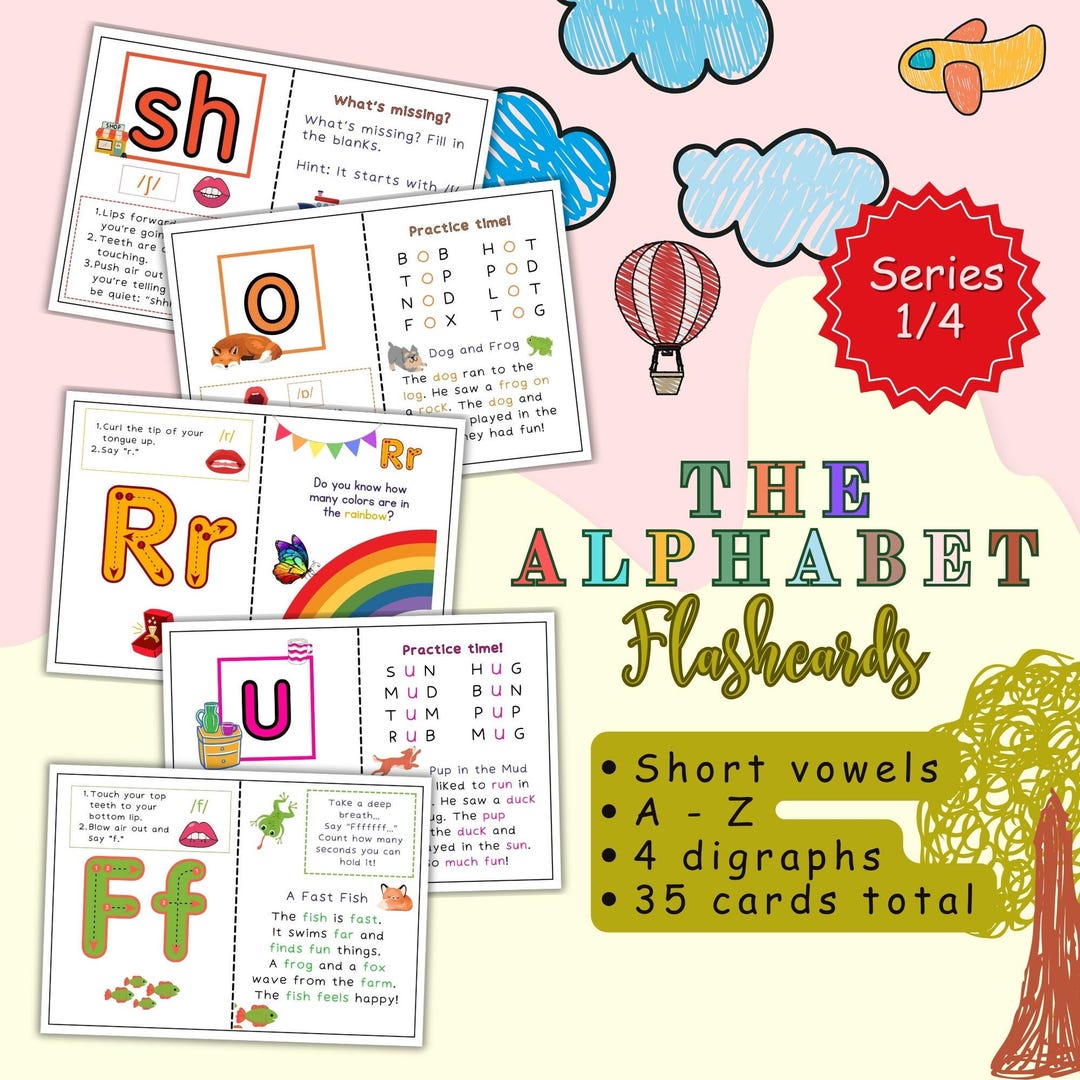 Alphabet Phonics Flashcards | Short Vowels, A–Z Consonants & Digraphs ...