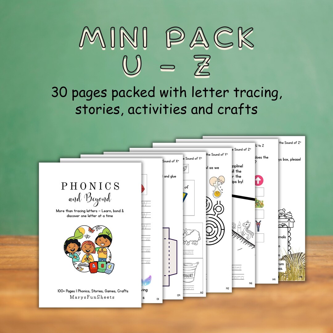 U–Z Phonics Mini Pack | Printable Alphabet Worksheets for Kids | Crafts ...