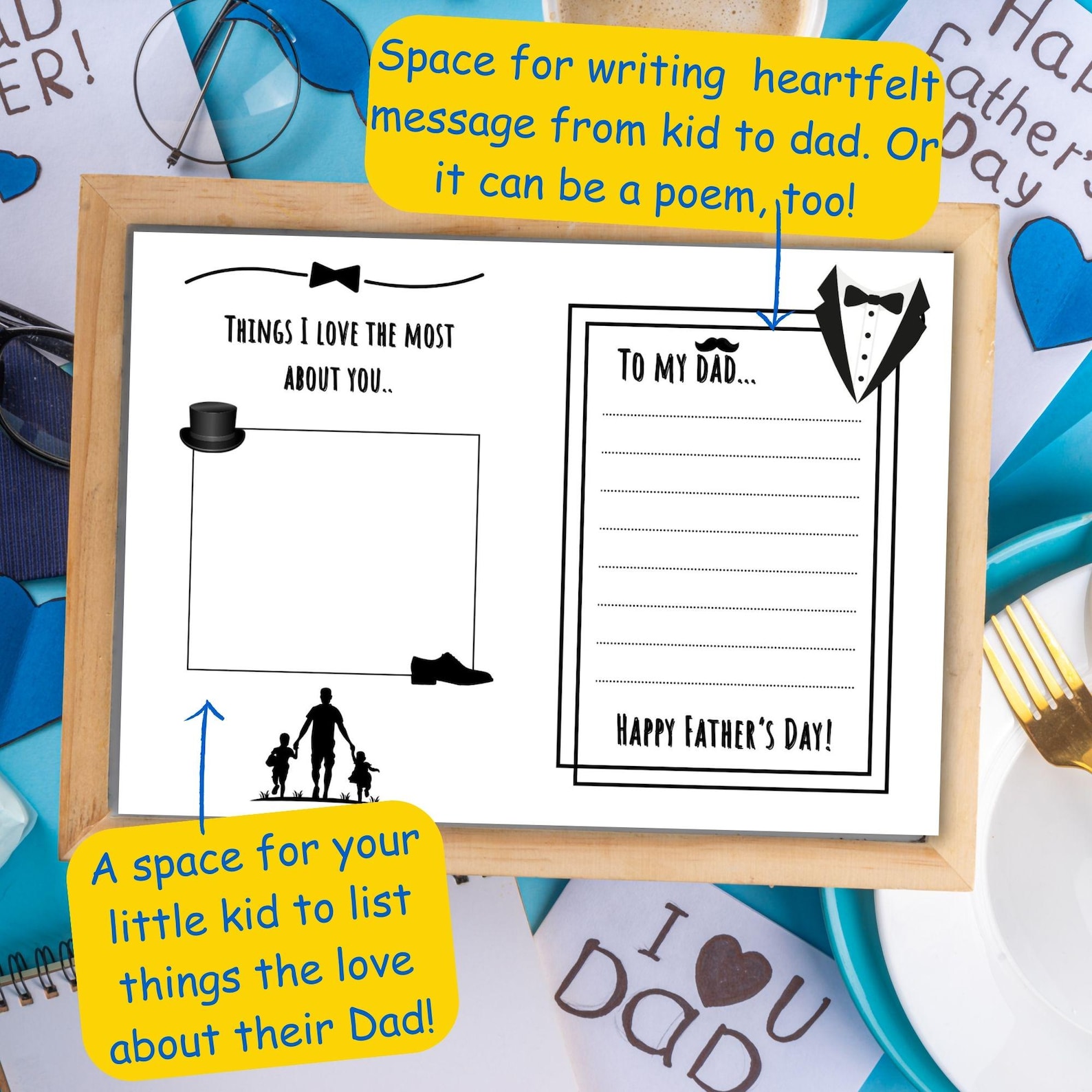 Father’s Day Fill-in-the-blank Card for Kids - DIY Printable Keepsake ...
