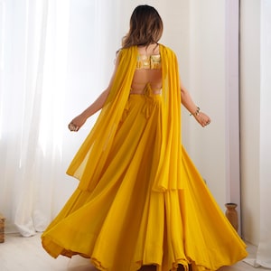 Embroidered Yellow Lehenga Choli: Georgette Indian Wedding Wear - Etsy