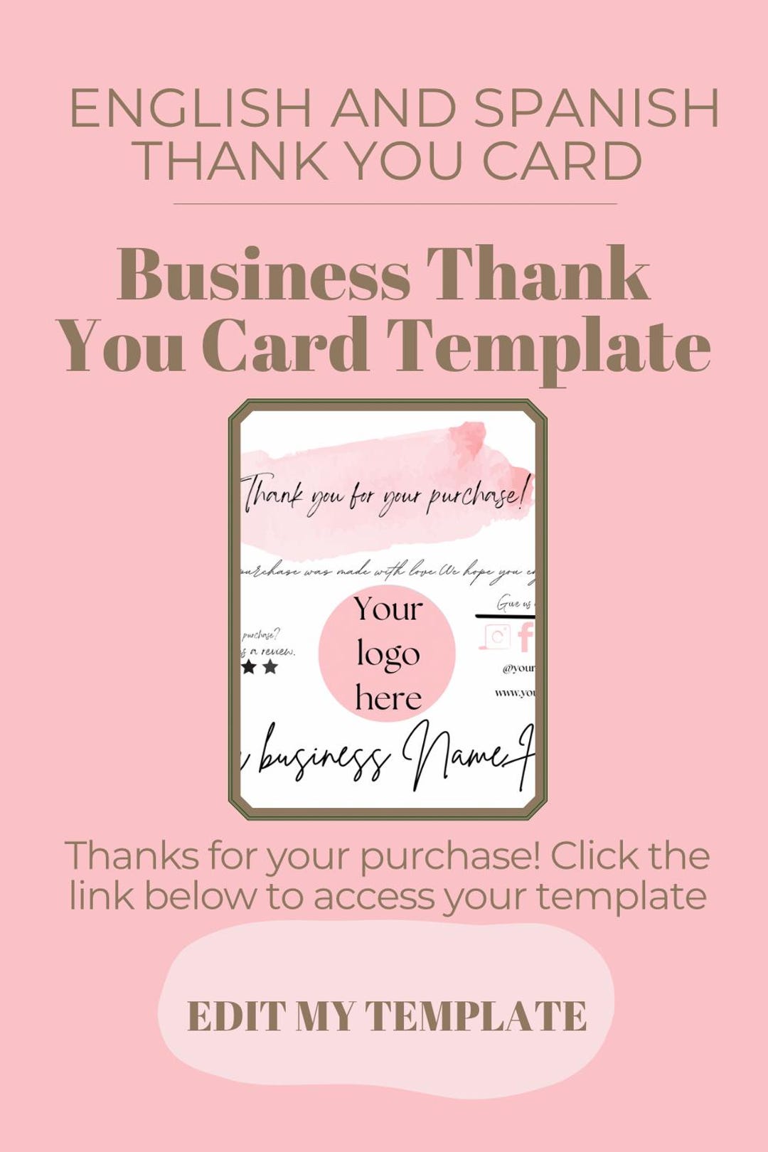 Digital English & Spanish Thank You Card. - Etsy