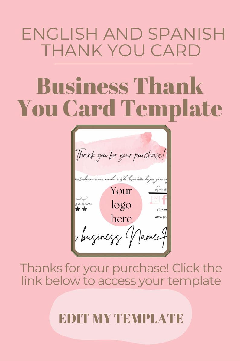 Digital English & Spanish Thank You Card. - Etsy
