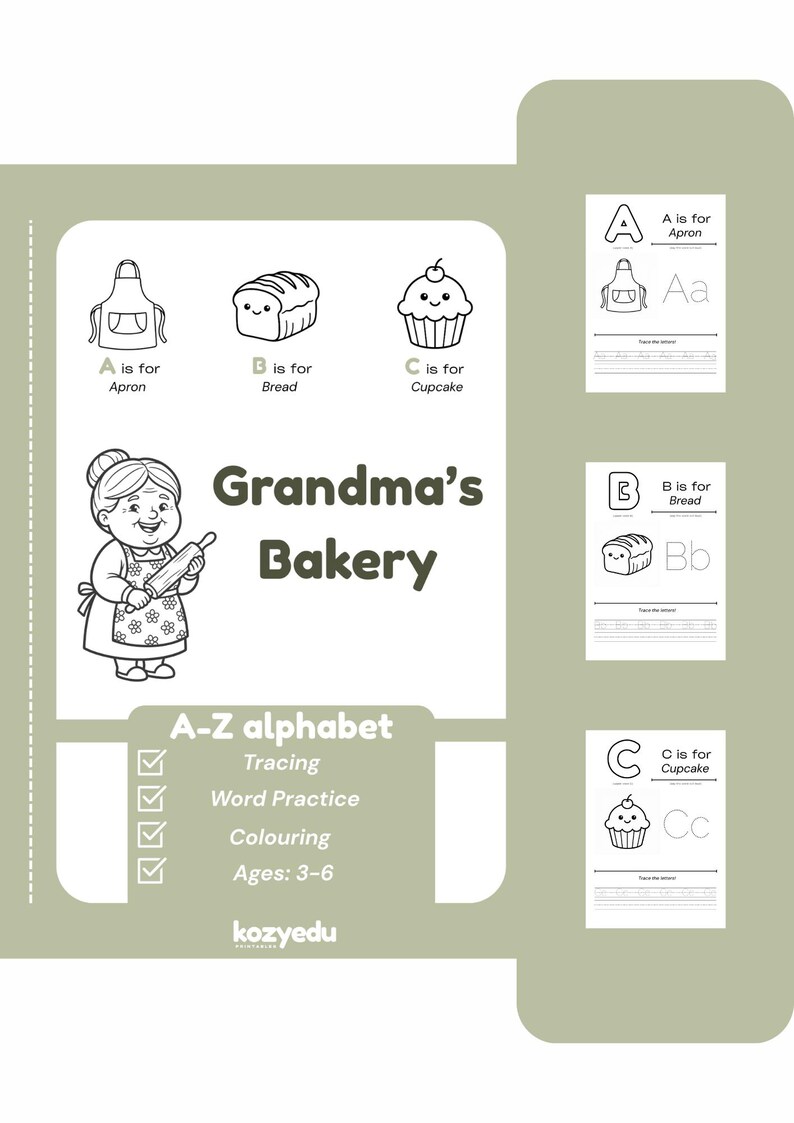 Bakery Alphabet Worksheets A-Z – Preschool Learning, Tracing, Coloring ...