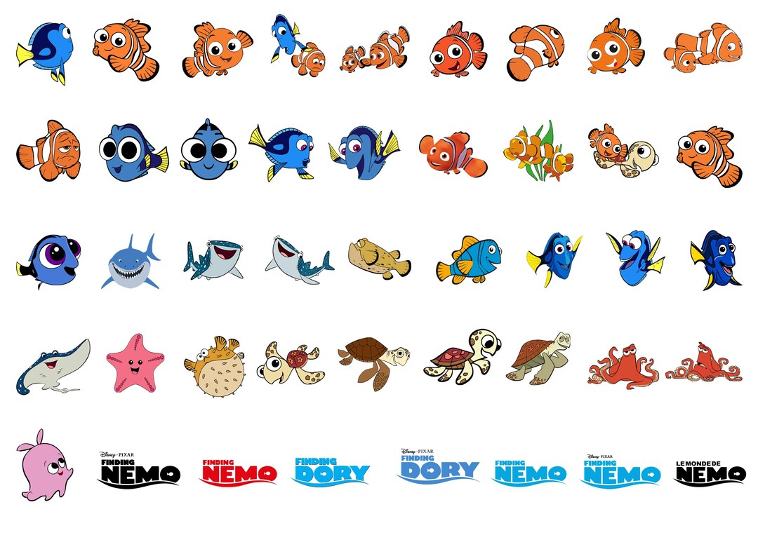 Finding Nemo Svg- Finding Nemo Png- Digital Stickers- Cartoon- Bundle ...