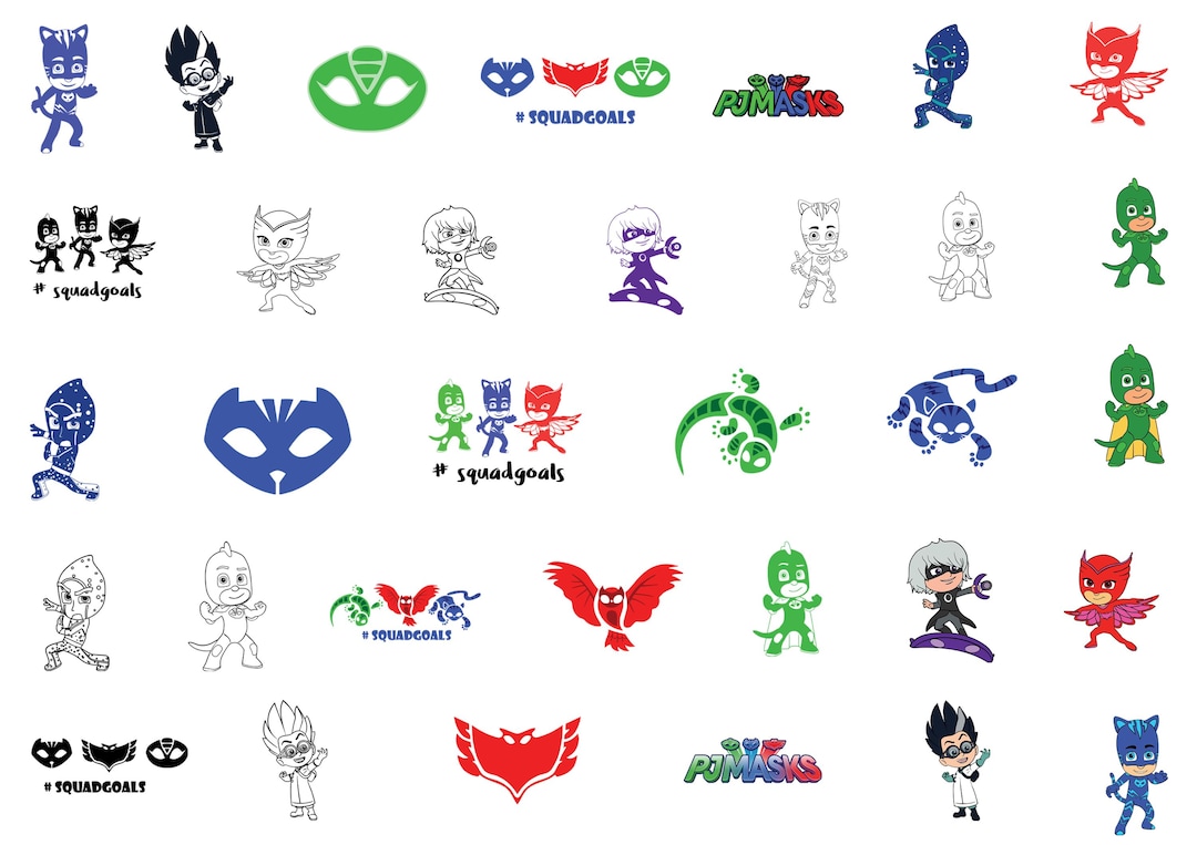 Pj Masks Svg- Pj Masks Png- Pj Masks Font- Digital Stickers- Digital ...