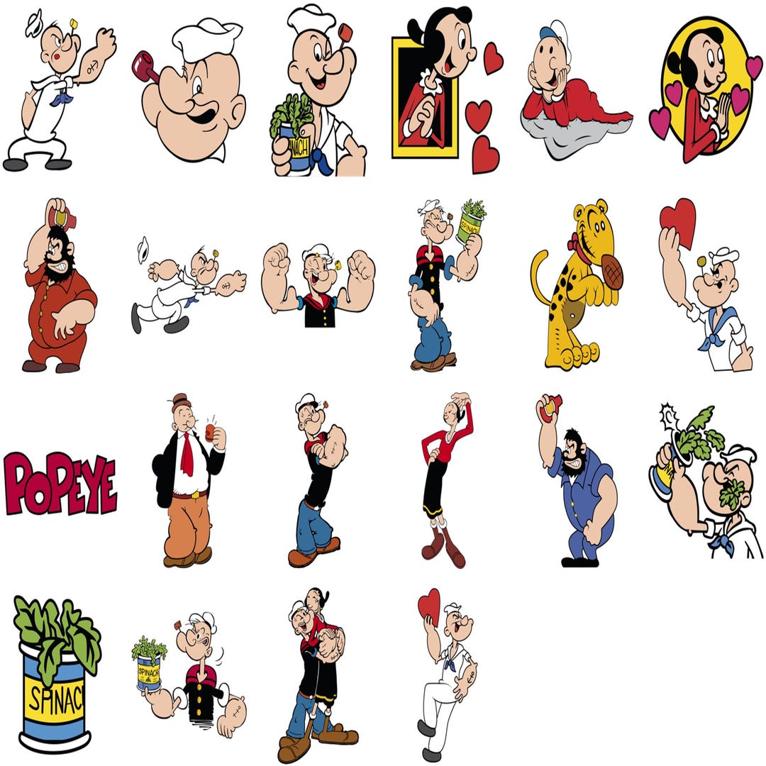 Popeye Svg- Popeye Png- Popeye Font- Digital Stickers- Digital Bundle ...