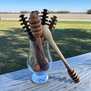 Hand-turned Wooden Honey Dipper: Maple, Oak, and Walnut - Etsy