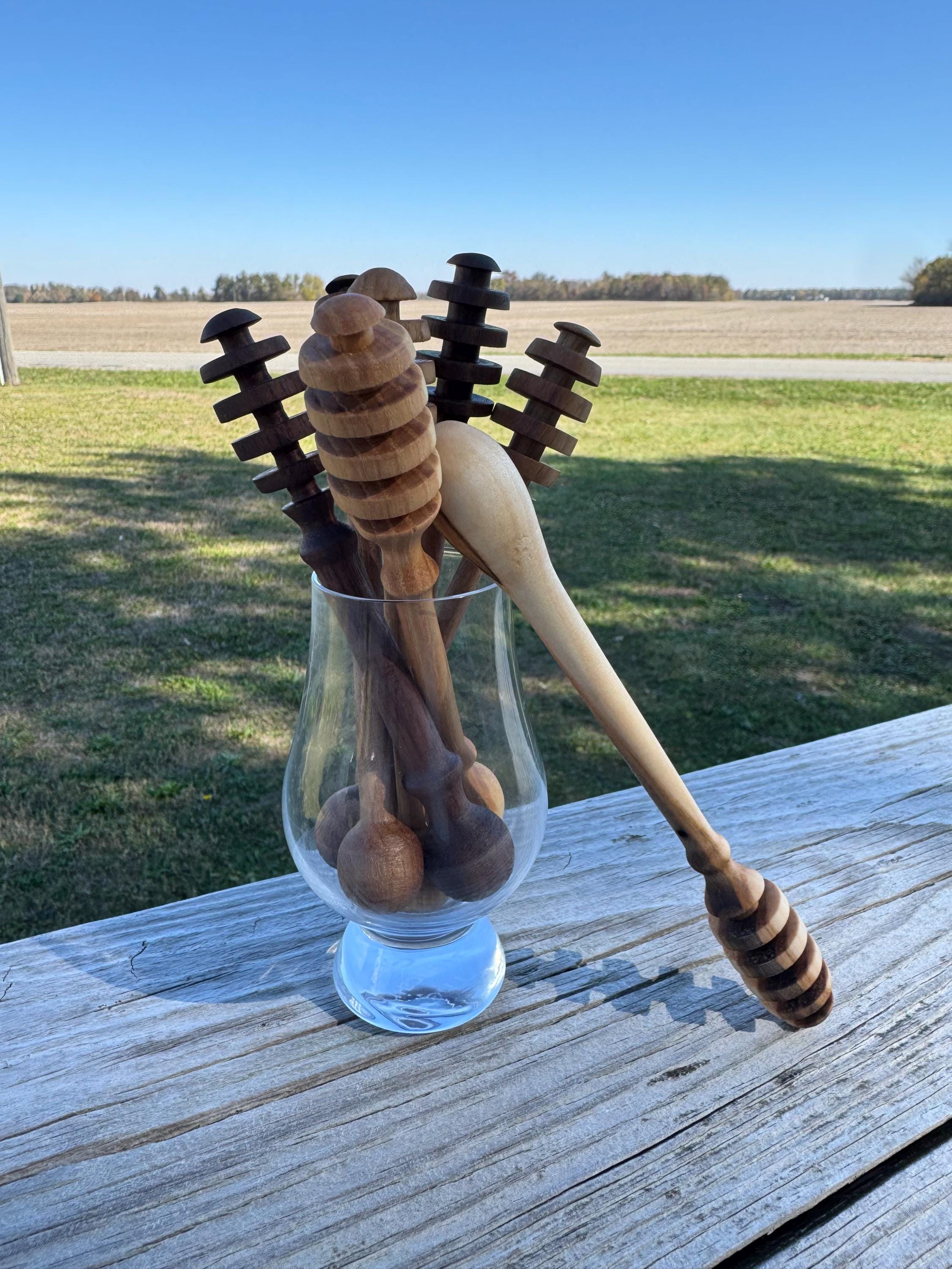 Hand-turned Wooden Honey Dipper: Maple, Oak, and Walnut - Etsy