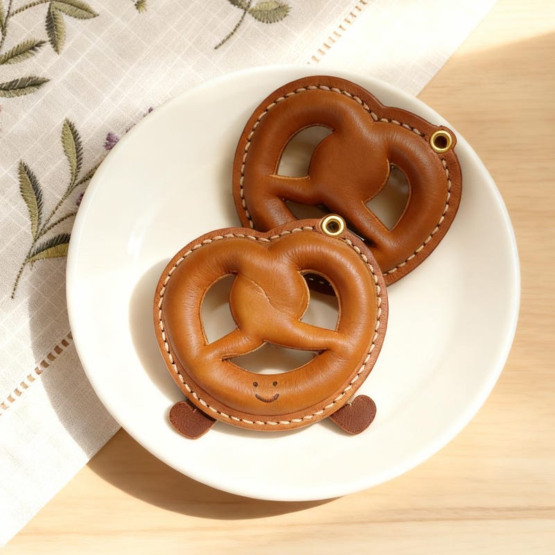 Leather Pretzel Keychain - Etsy UK