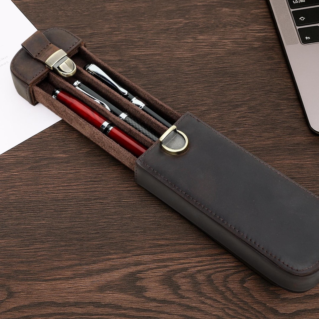 Personalized Fountain Pen Pouch,coffee Handmade Leather Pen Case,travel ...