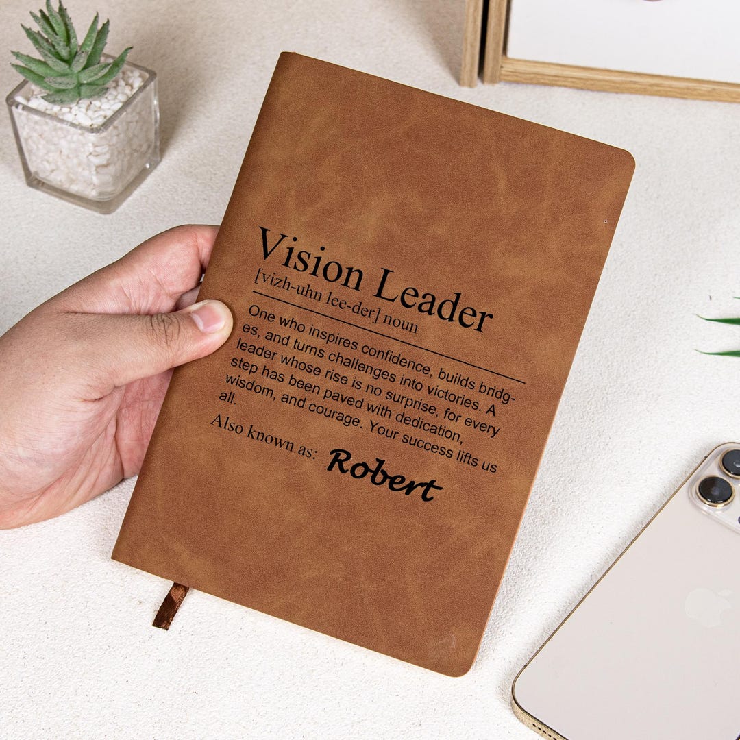 Vision Leader: Vegan Leather Personalized Journal, Custom Gifts for ...