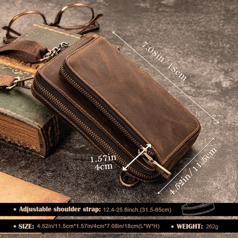 Personalized Leather Chest Bag,crazy Horse Belt Pouch,retro Crossbody ...