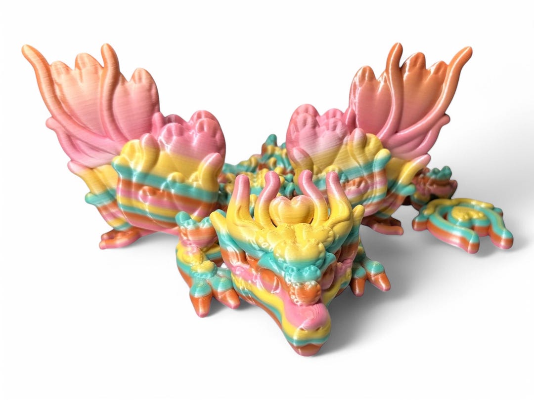 Baby Aphrodite Dragon - Silk Pastel Rainbow Dragon Figurine - Mythical ...