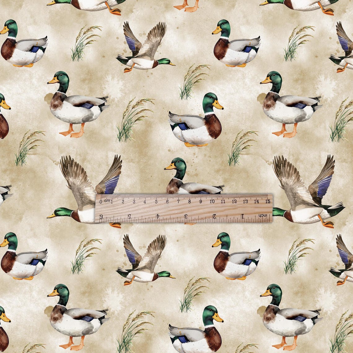Mallard Duck Fabric, Green Duck Fabric, 100% Cotton Fabric, Sold by the ...