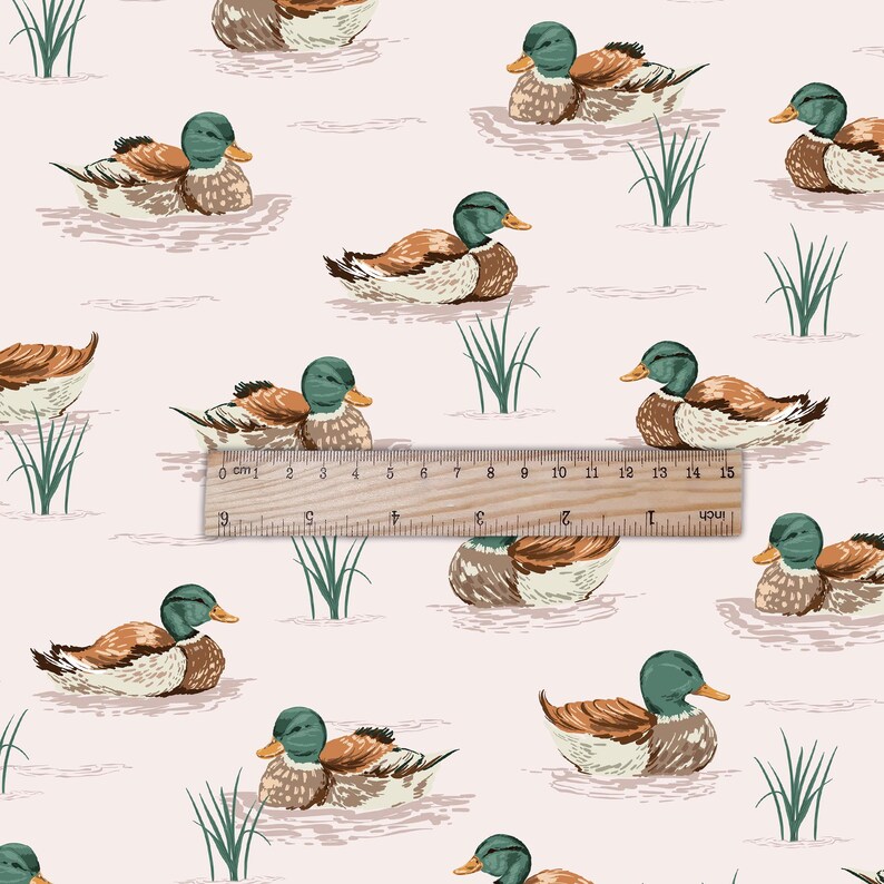 Mallard Duck Fabric, Green Duck Fabric, 100% Cotton Fabric, Sold by the ...