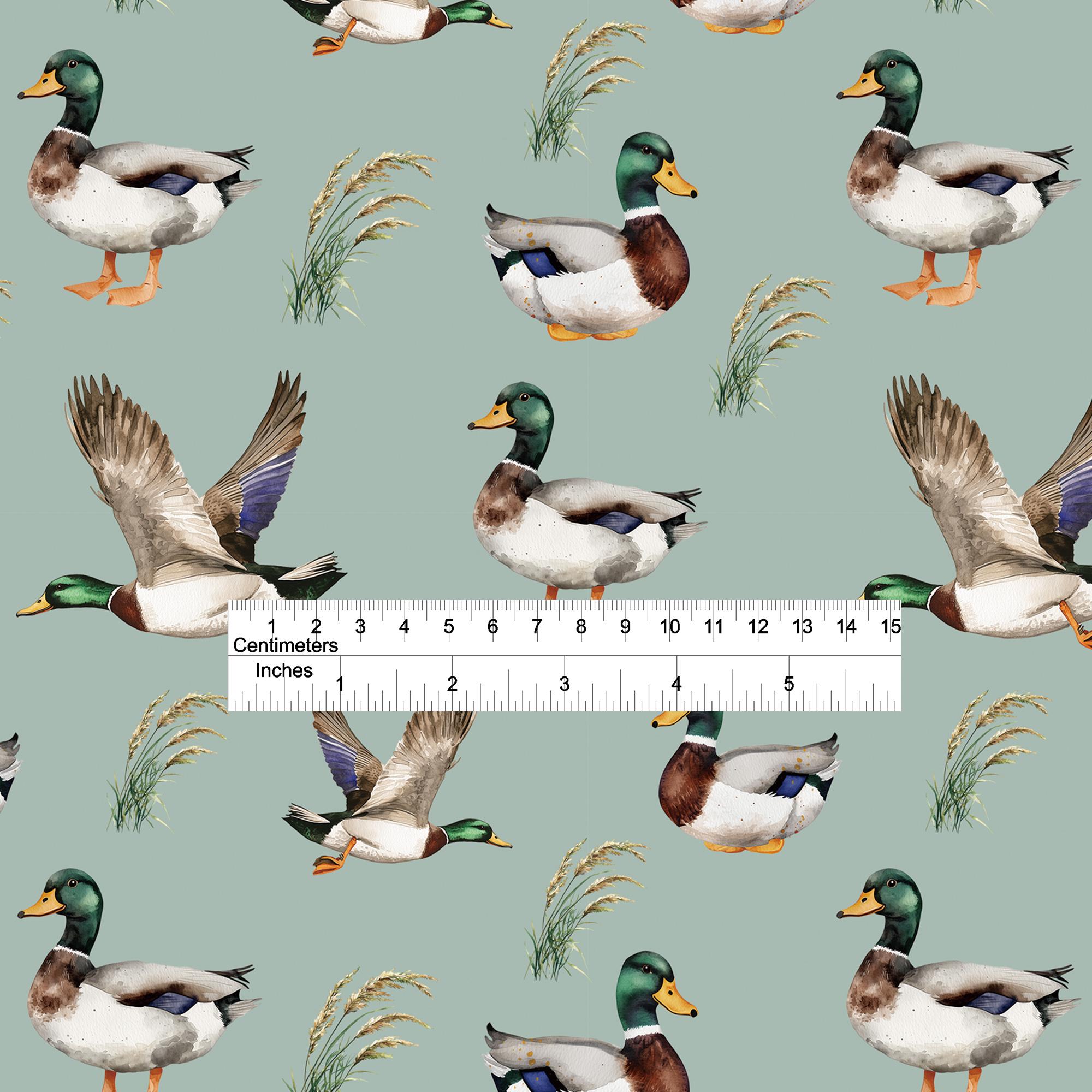Mallard Duck Fabric, Green Duck Fabric, 100% Cotton Fabric, Sold by the ...