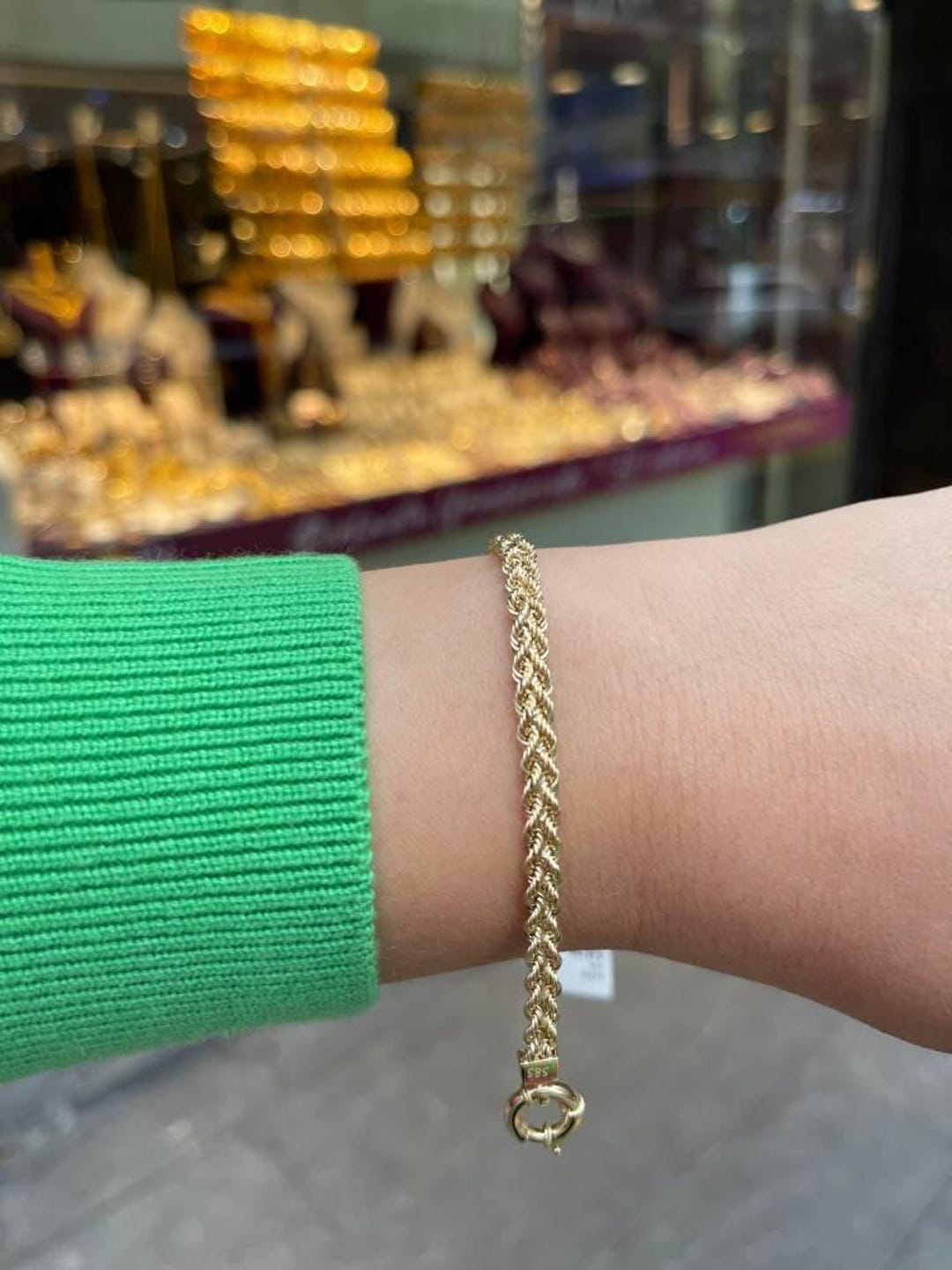 14k Solid Gold Double Rope Bracelet, Chic Everyday Jewelry, Twist Rope ...