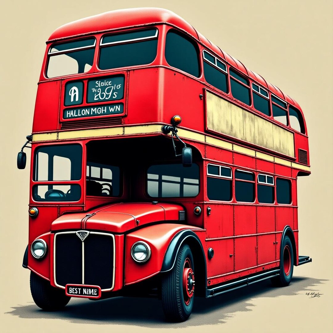 Vintage London Double-decker Bus T-shirt – Retro British Style Design ...