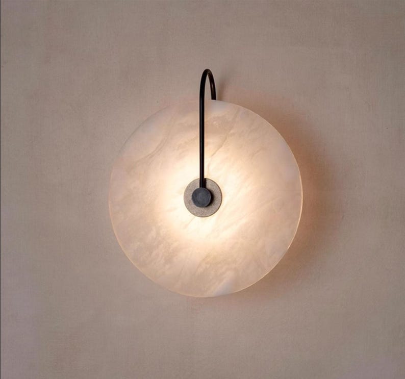 Handmade Natural Marble Wall Sconce With Brass & LED Bulb - Etsy