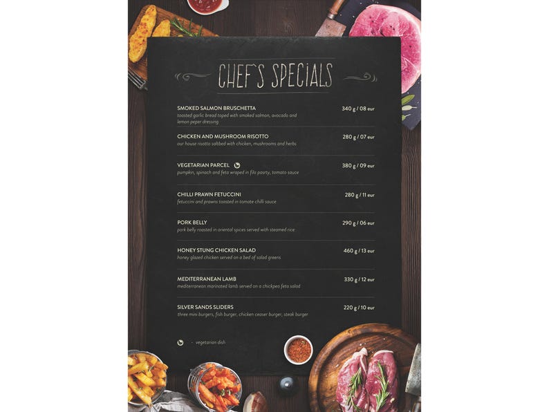 Editable Restaurant Menu Template: Complete Food Menu PSD (digital ...
