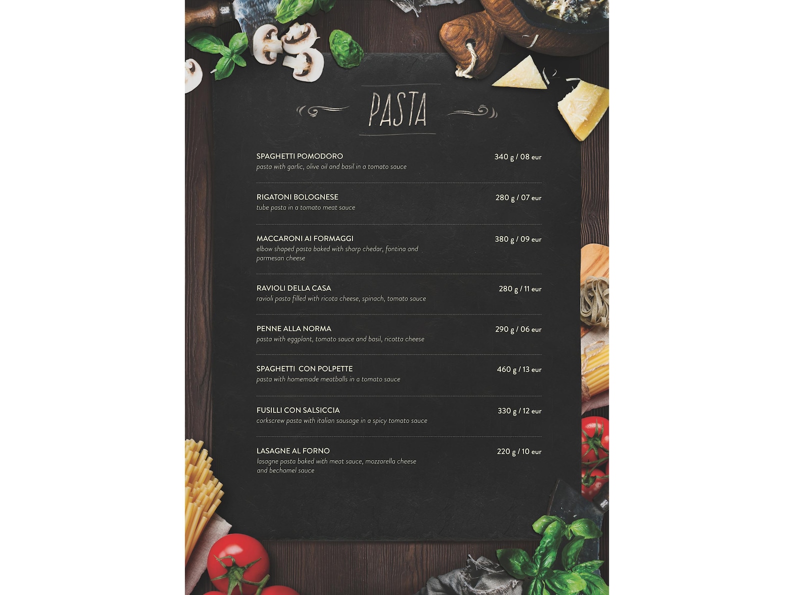 Editable Restaurant Menu Template: Complete Food Menu PSD (digital ...
