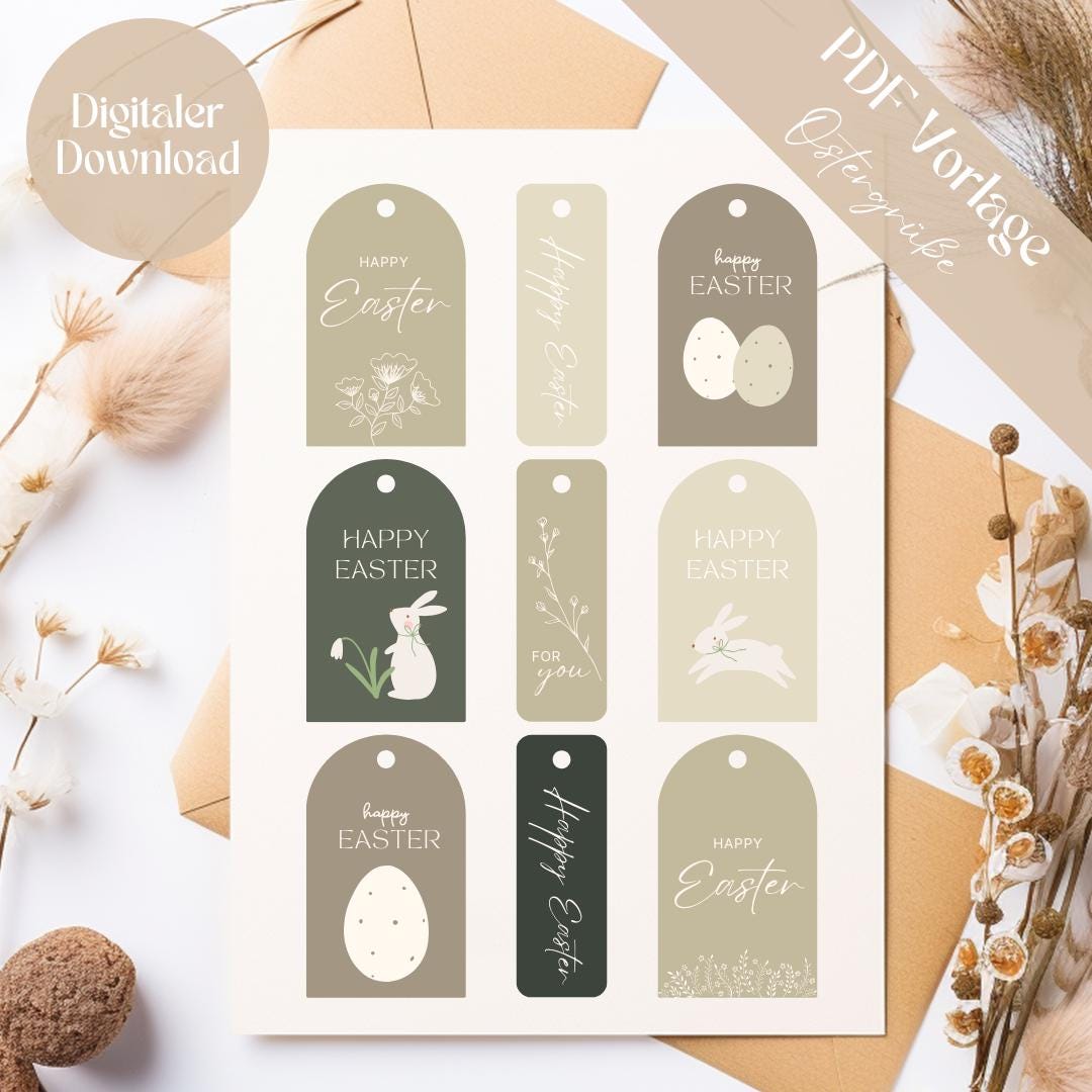 Happy Easter - Tags PDF Template for Downloading, Printable Gifts ...