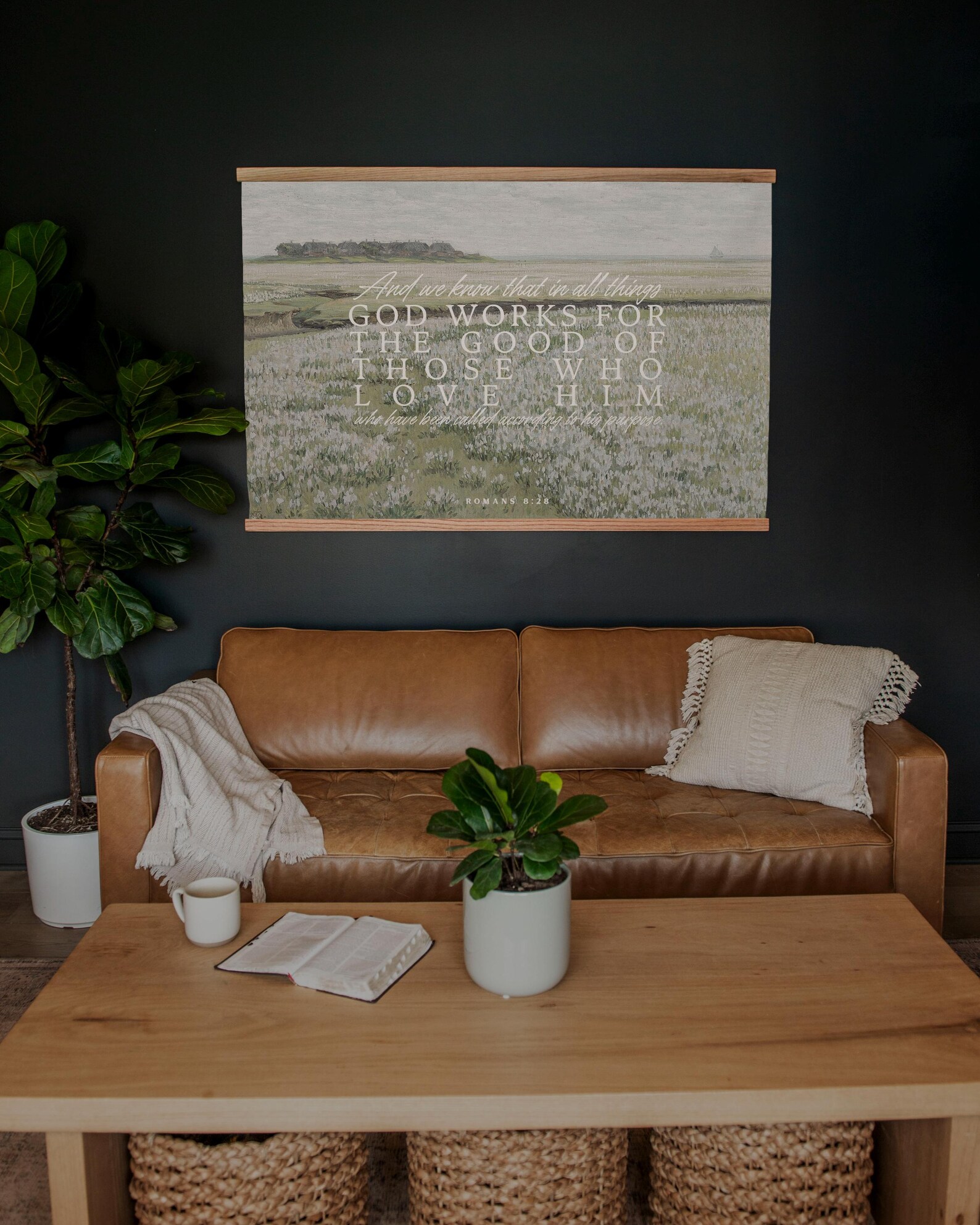 Christian Wall Tapestry Romans 8:28 | Extra Large Scripture Canvas Art ...