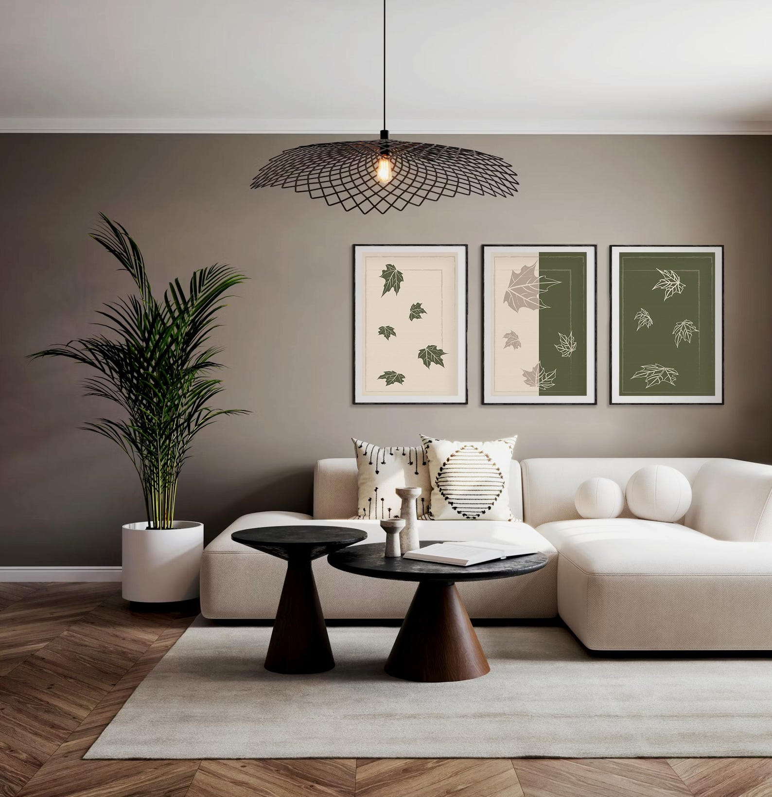 Minimalist Nature Leaf Triptych - Wall Art, Home Decor, Digital ...