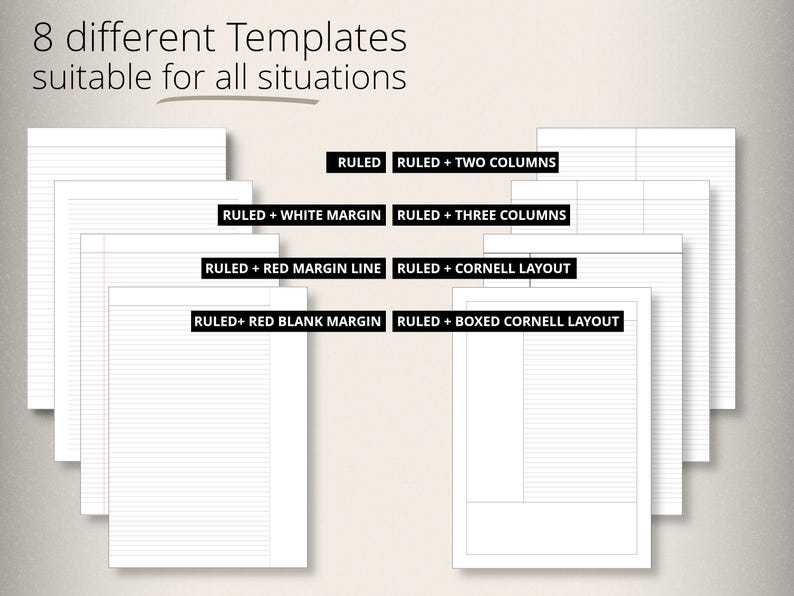 Printable Lined Paper Bundle – Ruled Pages PDF/PNG for A4, US Letter ...