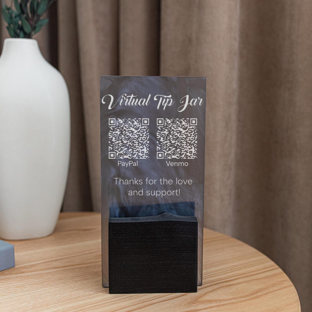Resin QR Sign With Wood. QR Code Business Scan to Pay. Engraved QR Code ...