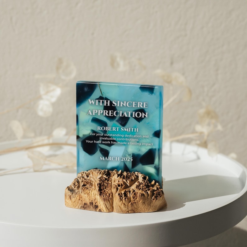 Custom Award Plague Graduation With Resin and Wood Retirement Plaque ...