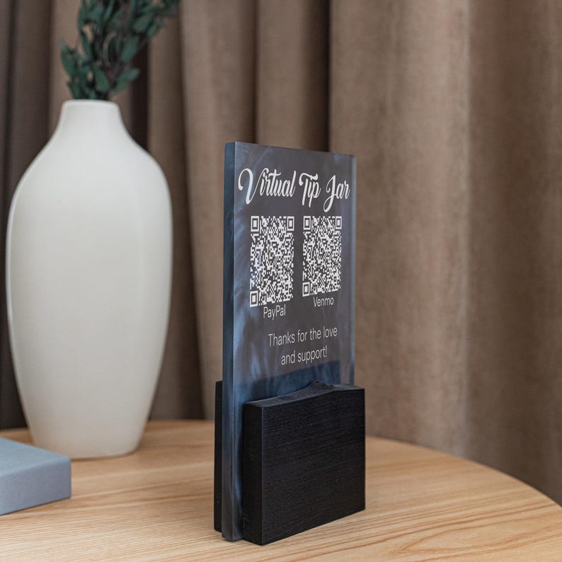 Resin and Wood QR Code for Wedding Table Decor. Custom QR Code Sign ...