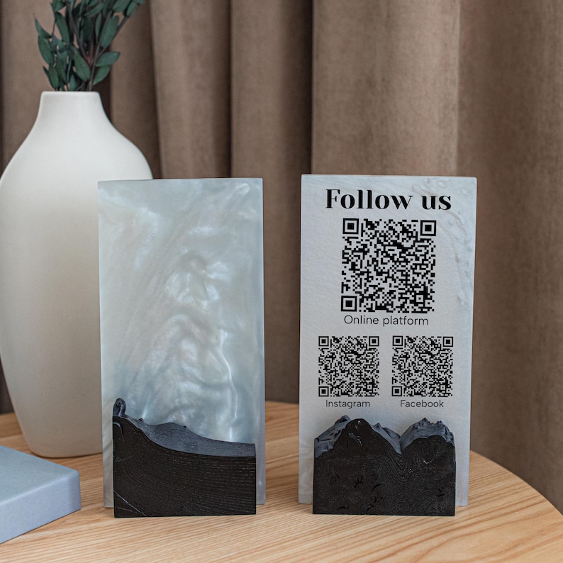 Resin and Wood QR Code for Wedding Table Decor. Custom QR Code Sign ...