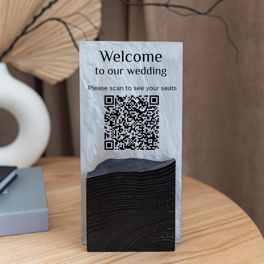 Resin and Wood QR Code for Wedding Table Decor. Custom QR Code Sign ...