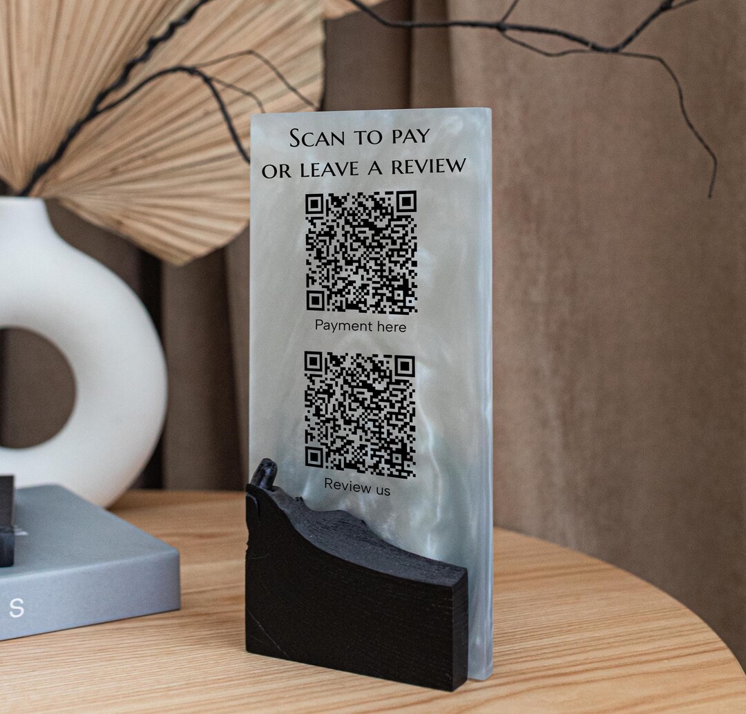 Wooden QR Code Sign With Resin Payment Sign. Scan to Pay Template QR ...