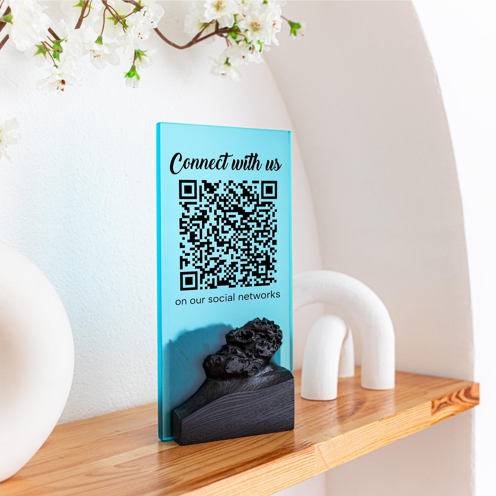 Resin and Wood QR Code for Wedding Table Decor. Custom QR Code Sign ...