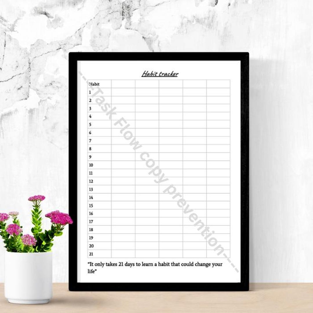 Habit Tracker, Printable, 21 Day Habit Tracker - Etsy