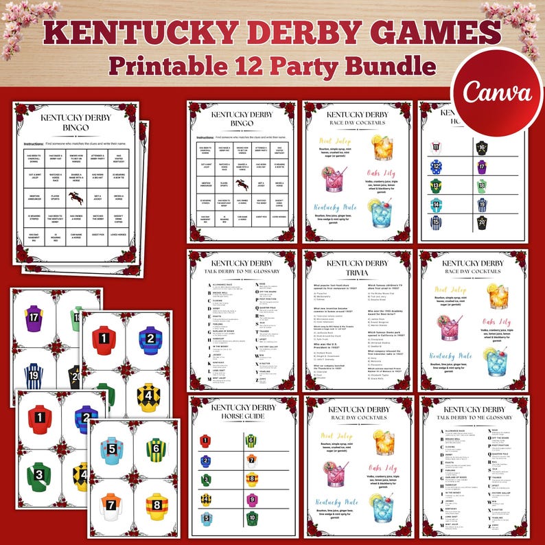Kentucky Derby 2026 Party Games Bundle | Printable Bingo, Betting ...