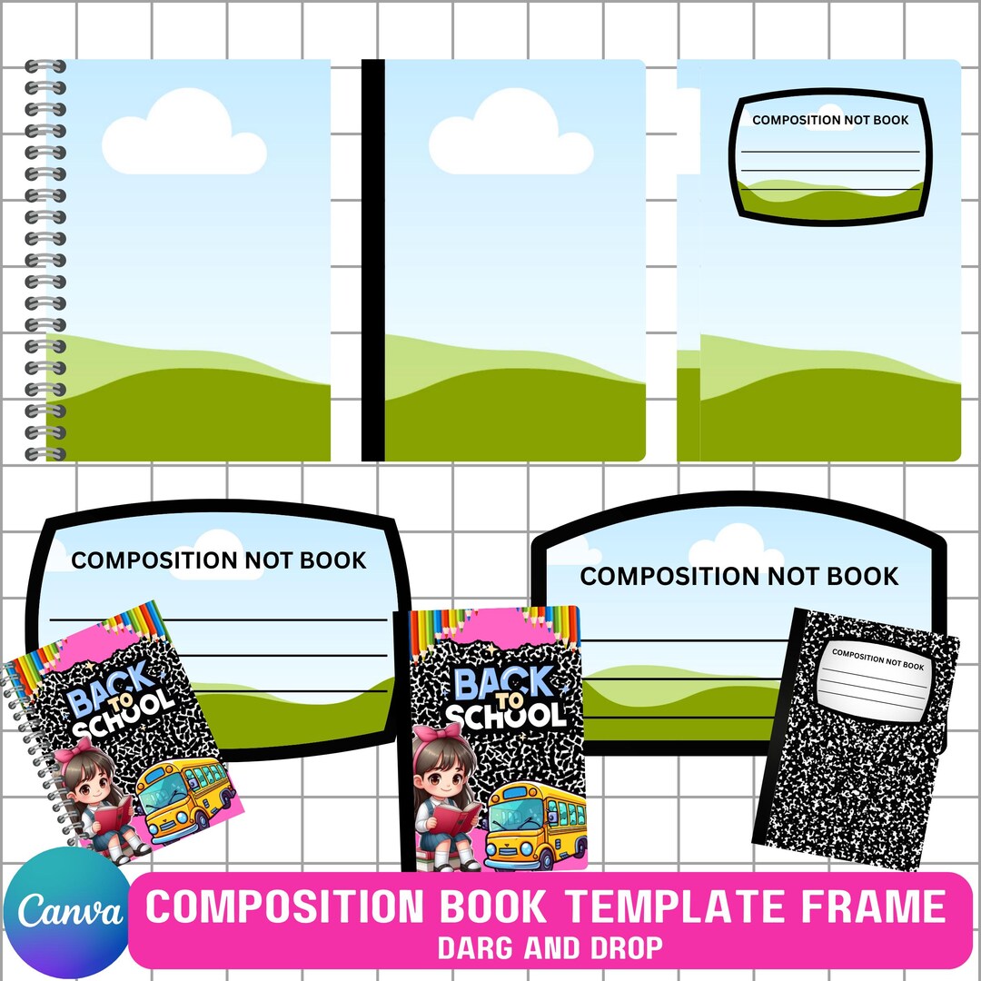 Editable Composition Book Template, Composition Book Cover Design,canva ...