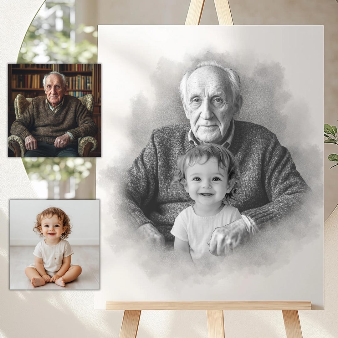 Father Day Gift, Add Loved One to Photo Portrait, Merge Family Photos ...