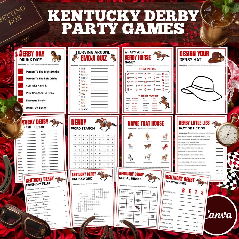 Kentucky Derby Party Games Bundle, 12 Printable Derby Games With ...