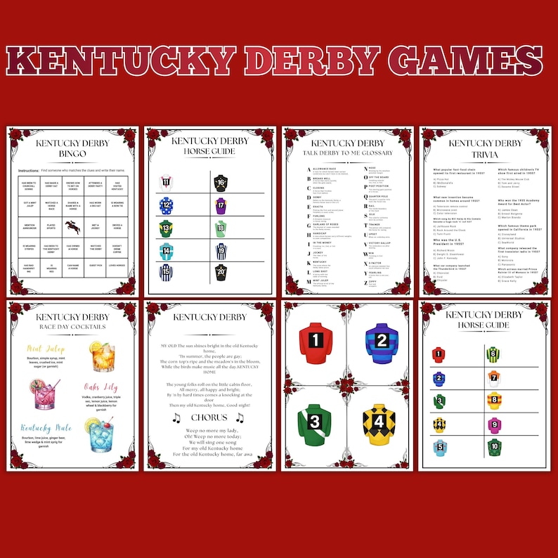 Kentucky Derby 2026 Party Games Bundle | Printable Bingo, Betting ...