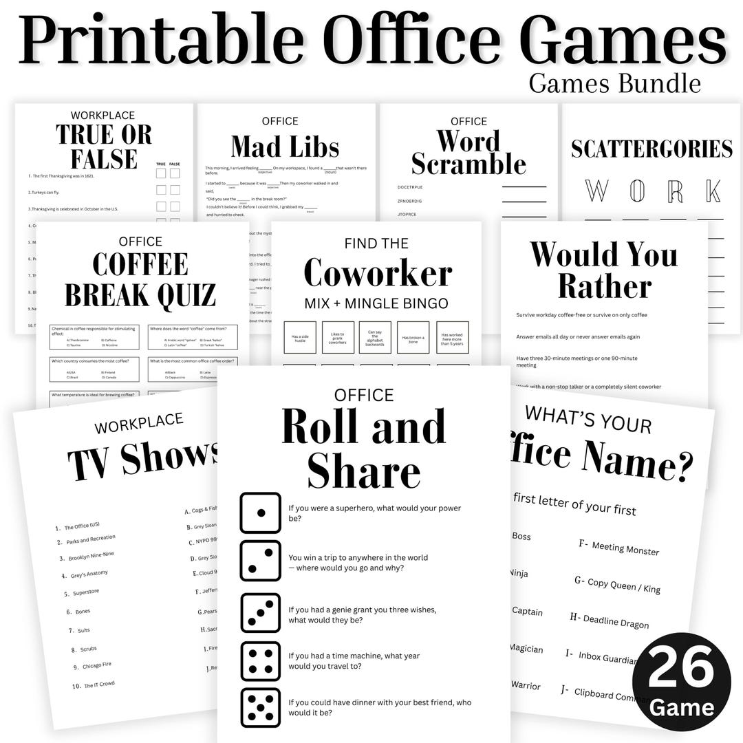 26 Office Games Bundle, Team Building Games for Work, Fun Office Party ...