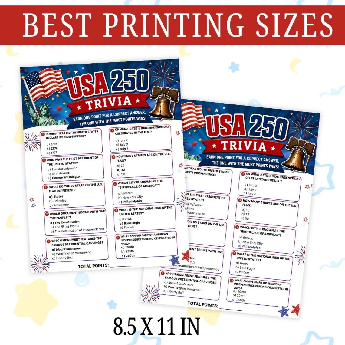 USA 250th Anniversary Trivia Game | Patriotic Trivia Questions ...
