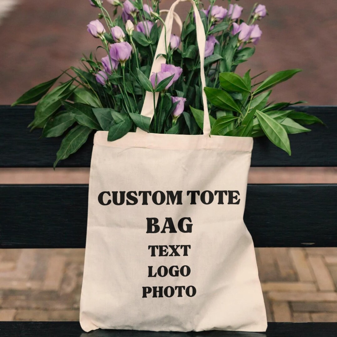 Custom Canvas Tote Bag With Your Logo or Text, Personalized Reusable ...