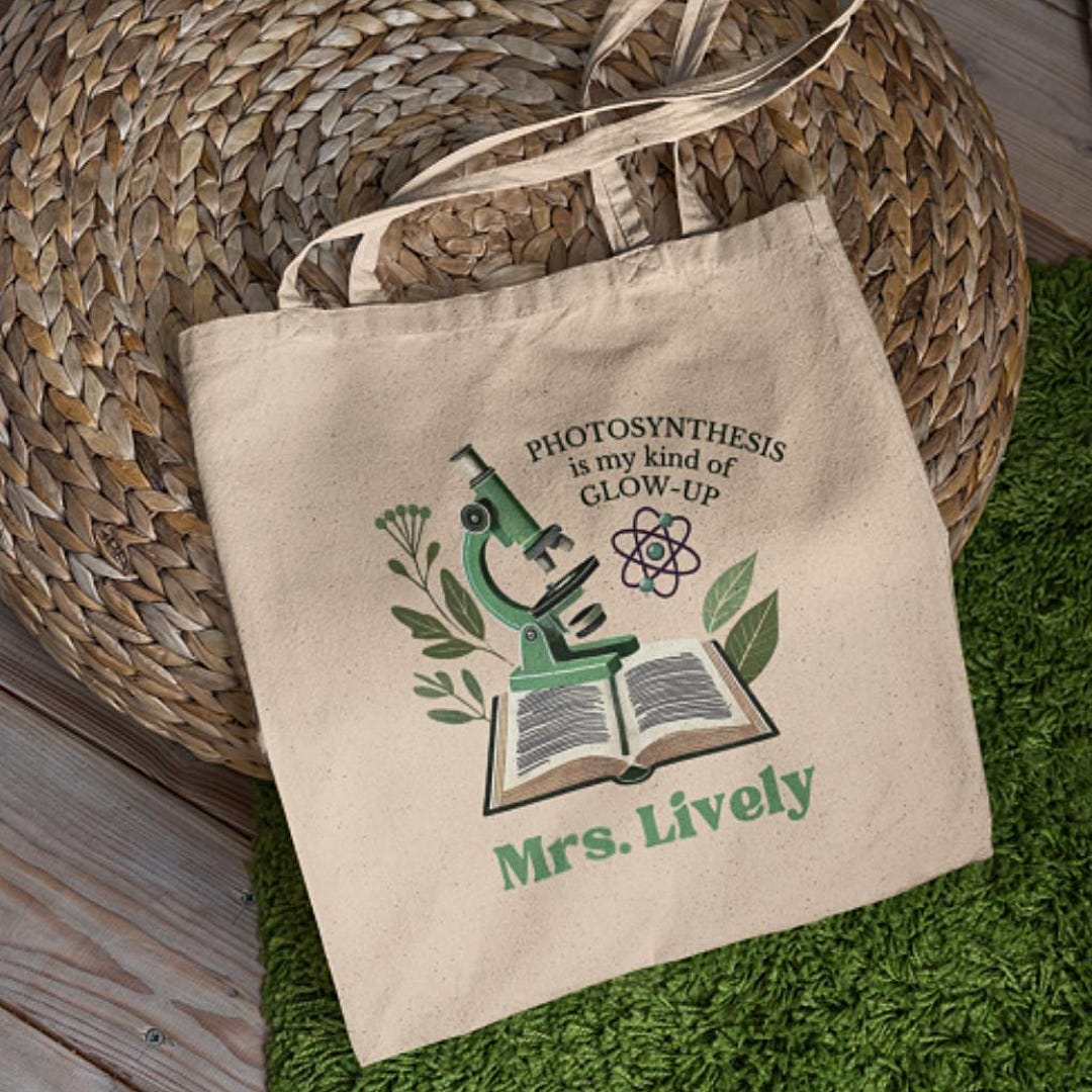 Personalized Teacher Tote Bag for Teacher's Day – Science Design Cotton ...