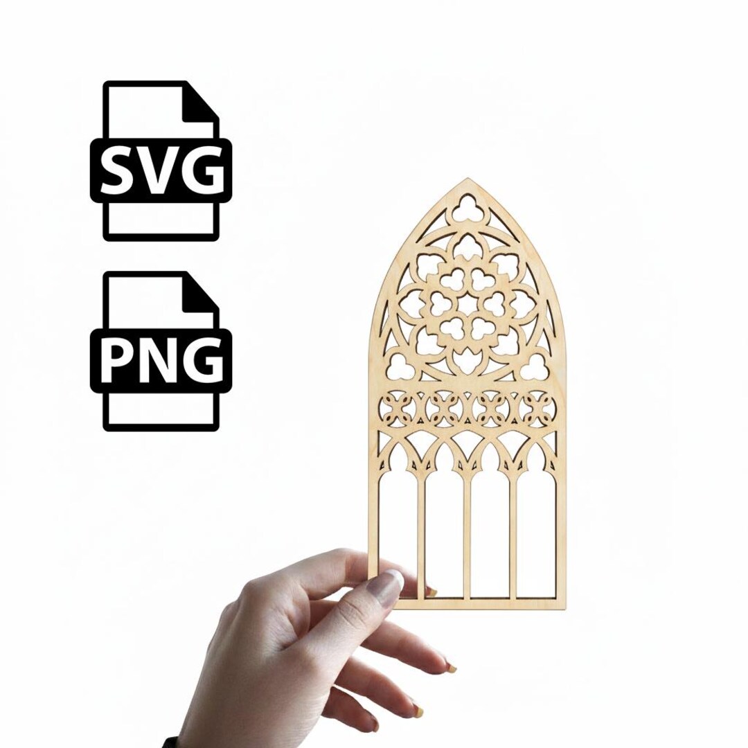 Gothic Window SVG | Cathedral Laser Cut File, Vector Arch Design ...