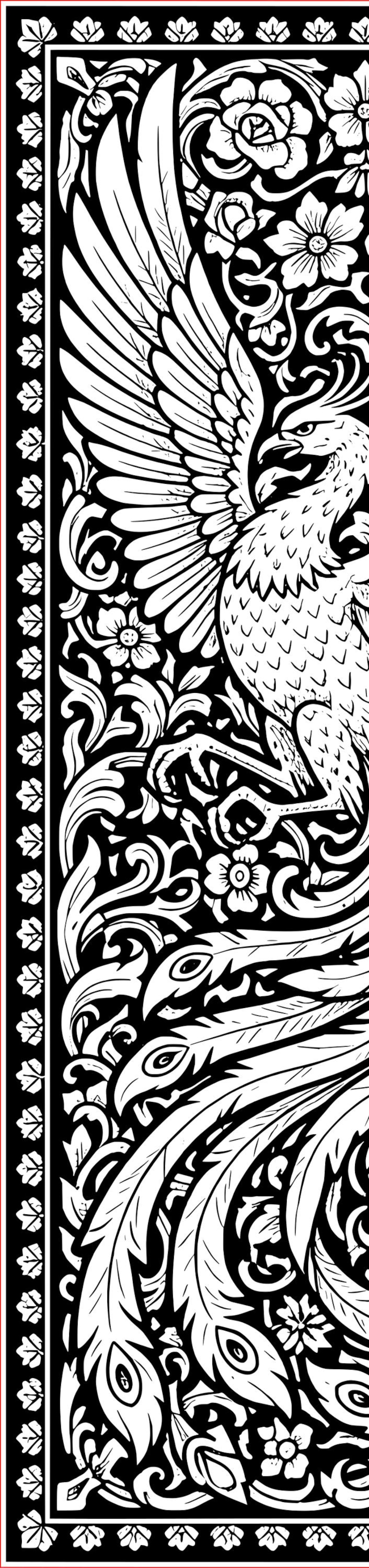 Phoenix SVG Laser Cut File | Fantasy Mythical Bird Engraving | Bookmark ...