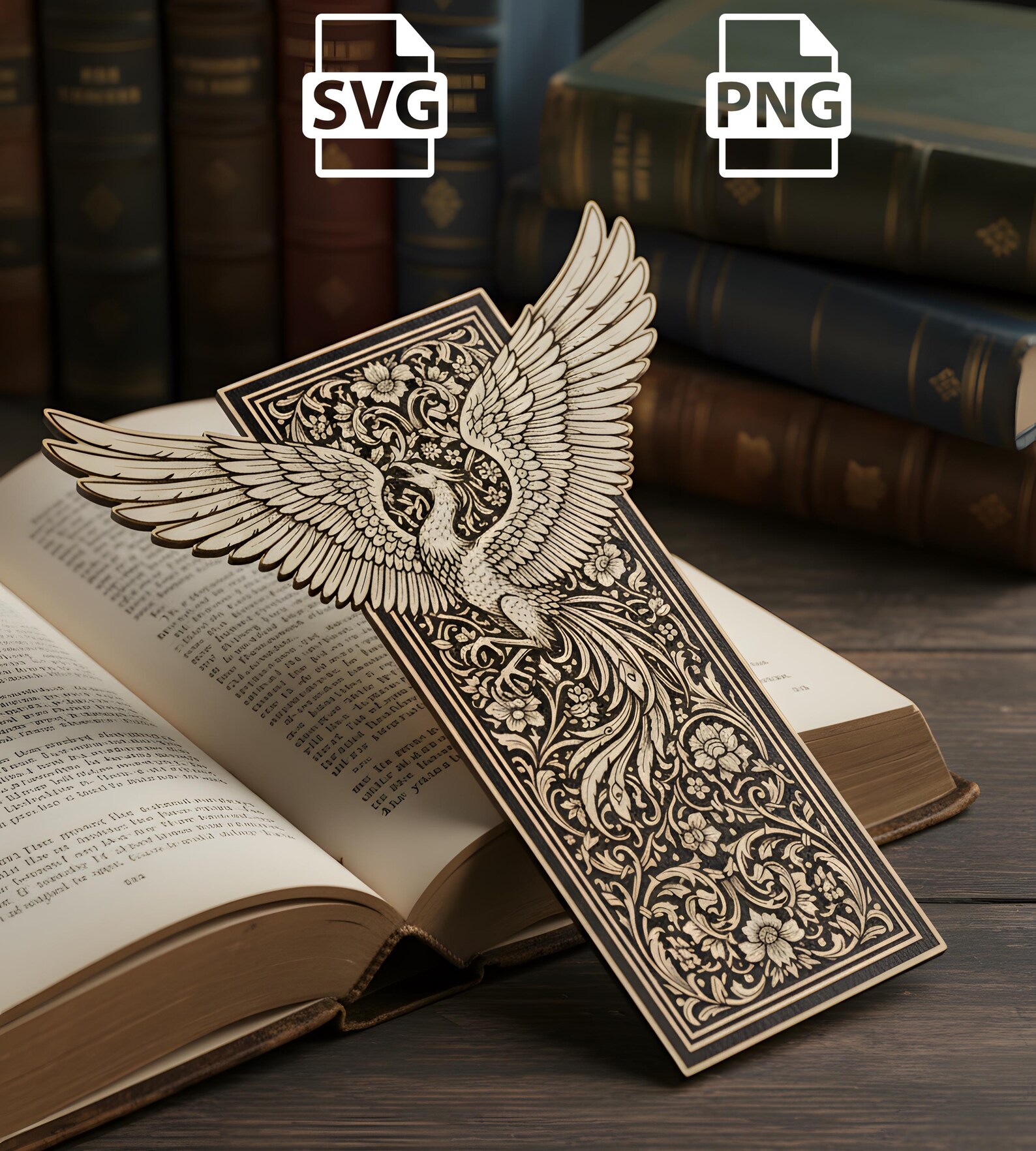 Phoenix SVG Laser Cut | Fantasy Bird Engraving Design | Bookmark ...