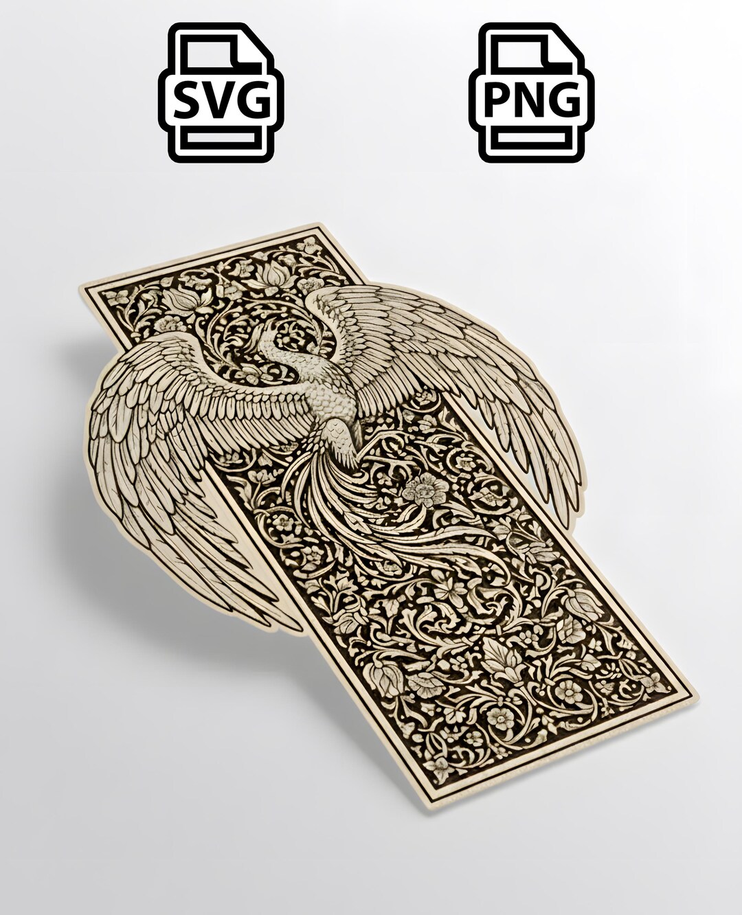 Phoenix SVG Laser Cut File | Fantasy Bird Engraving | Bookmark Design ...